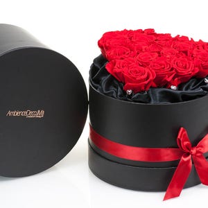 Red Infinity Roses in a Box, Heart Shaped Infinity Roses in Box, Boxed ...