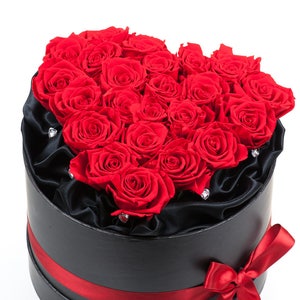 Red Infinity Roses in a Box, Heart Shaped Infinity Roses in Box, Boxed ...