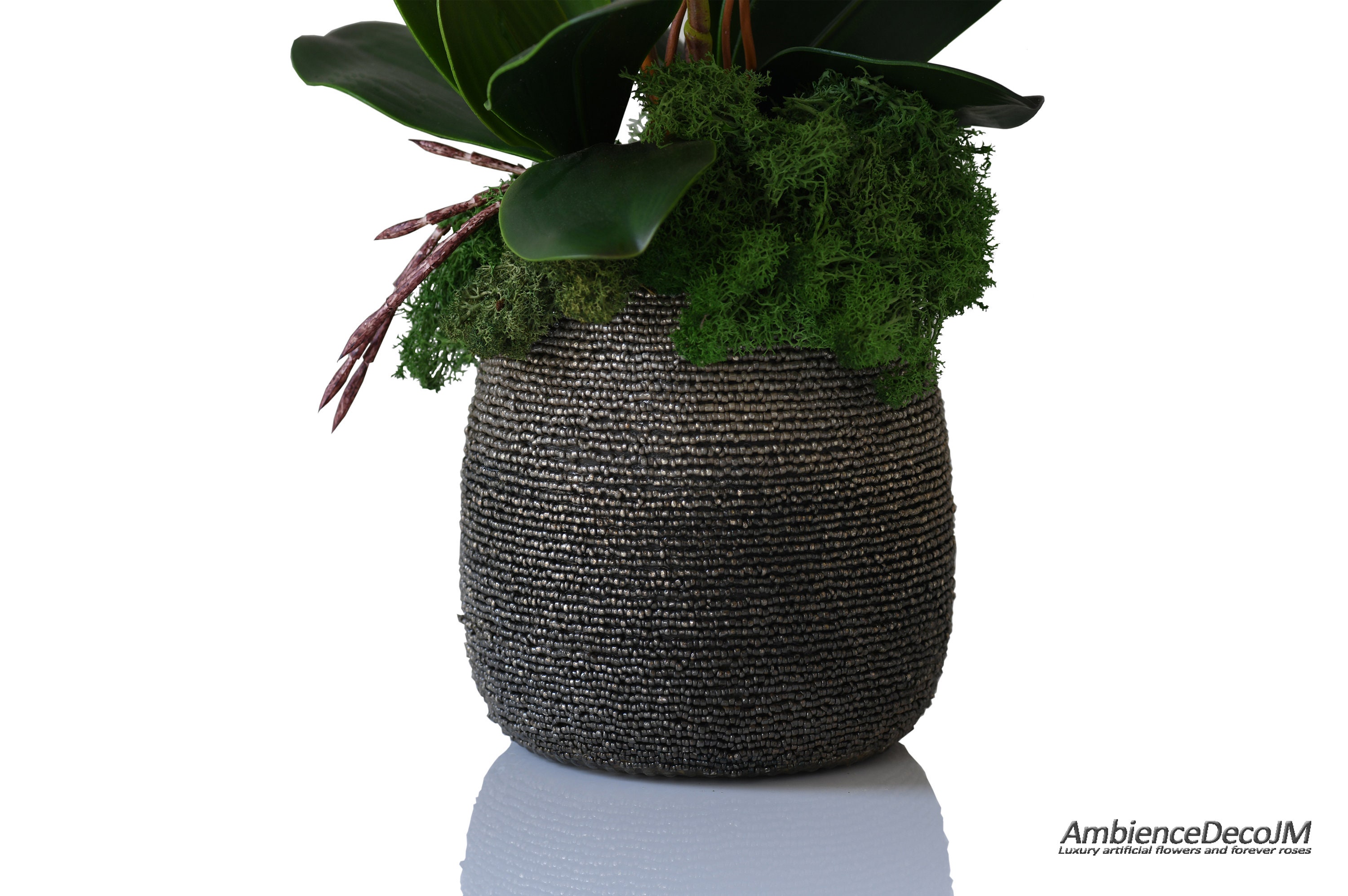 Real Touch Orchids in Beaded Pot. Artificial Orchid - Etsy