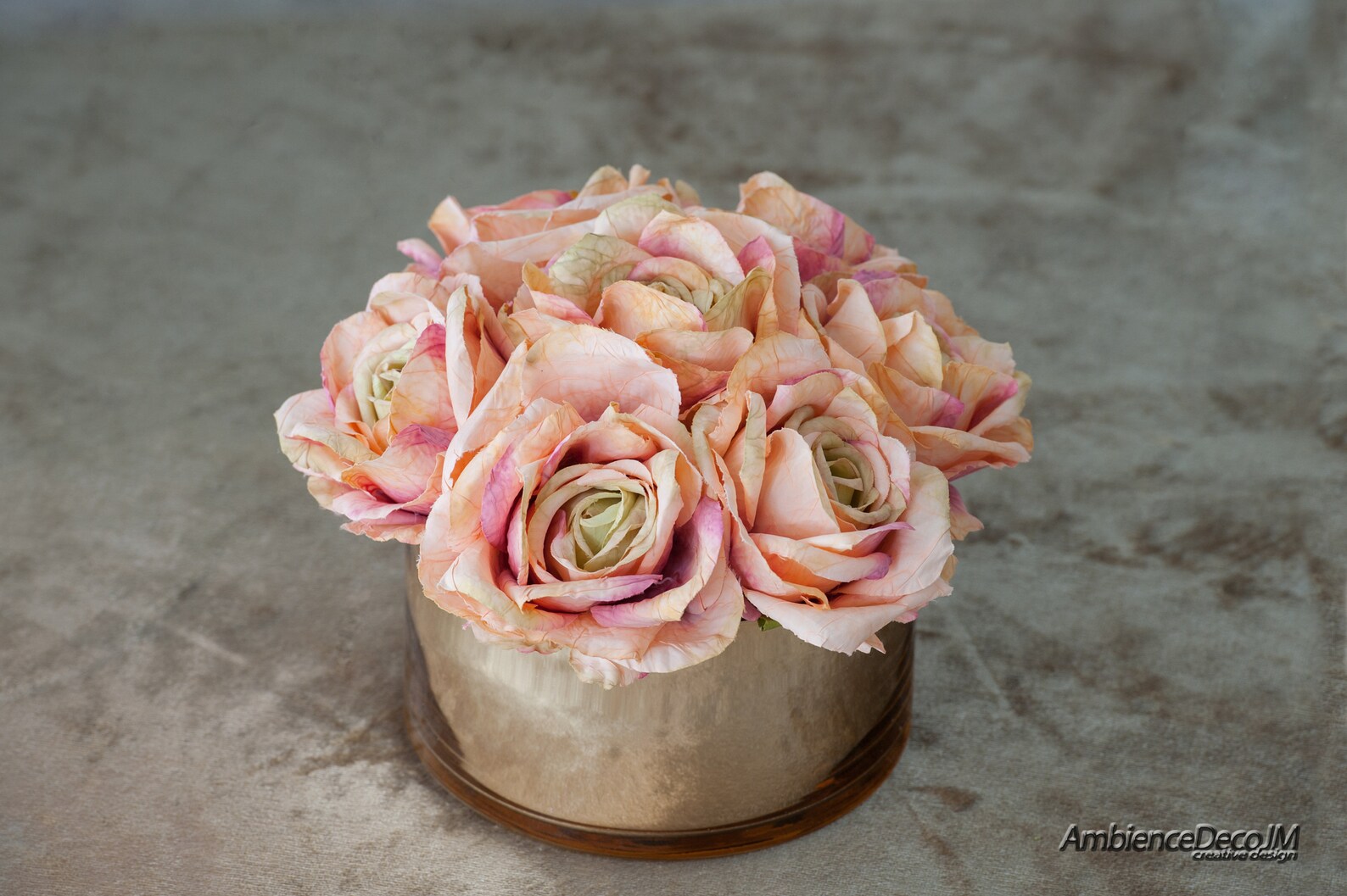 Silk Tea Rose Table Decor. Artificial Rose Arrangement in a - Etsy