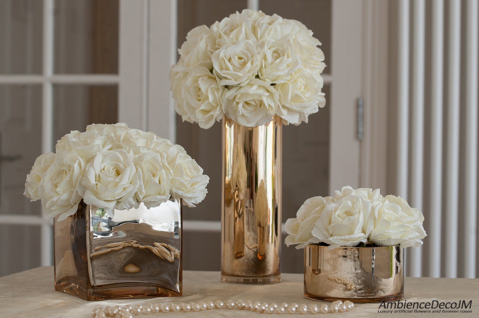 Silk Tea Rose Table Decor. Artificial Rose Arrangement in a - Etsy