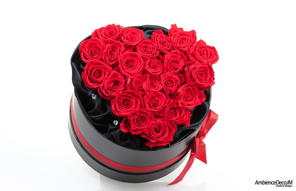 Red infinity roses in a box heart shaped infinity roses in | Etsy