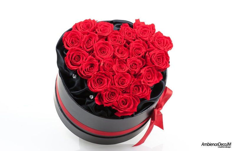 Red infinity roses in a box heart shaped infinity roses in | Etsy