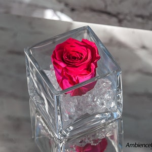 Single Infinity Rose in a Cube Vase, Eternal Rose Table Decor, Forever ...
