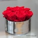 Infinity Red Rose Arrangement- Forever Rose Centerpiece in Silver Bowl ...