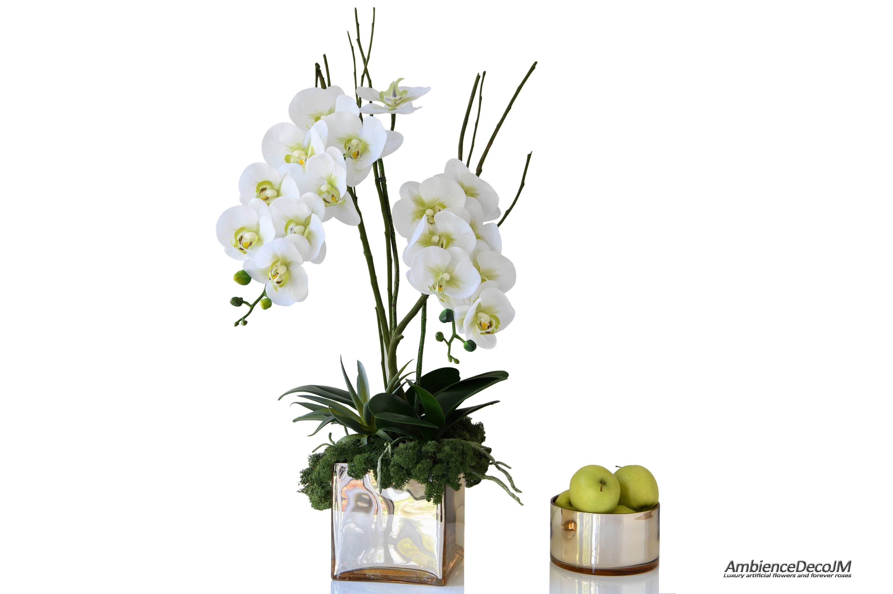 Real Touch Orchids With Succulent. Faux Orchid Arrangement. | Etsy UK