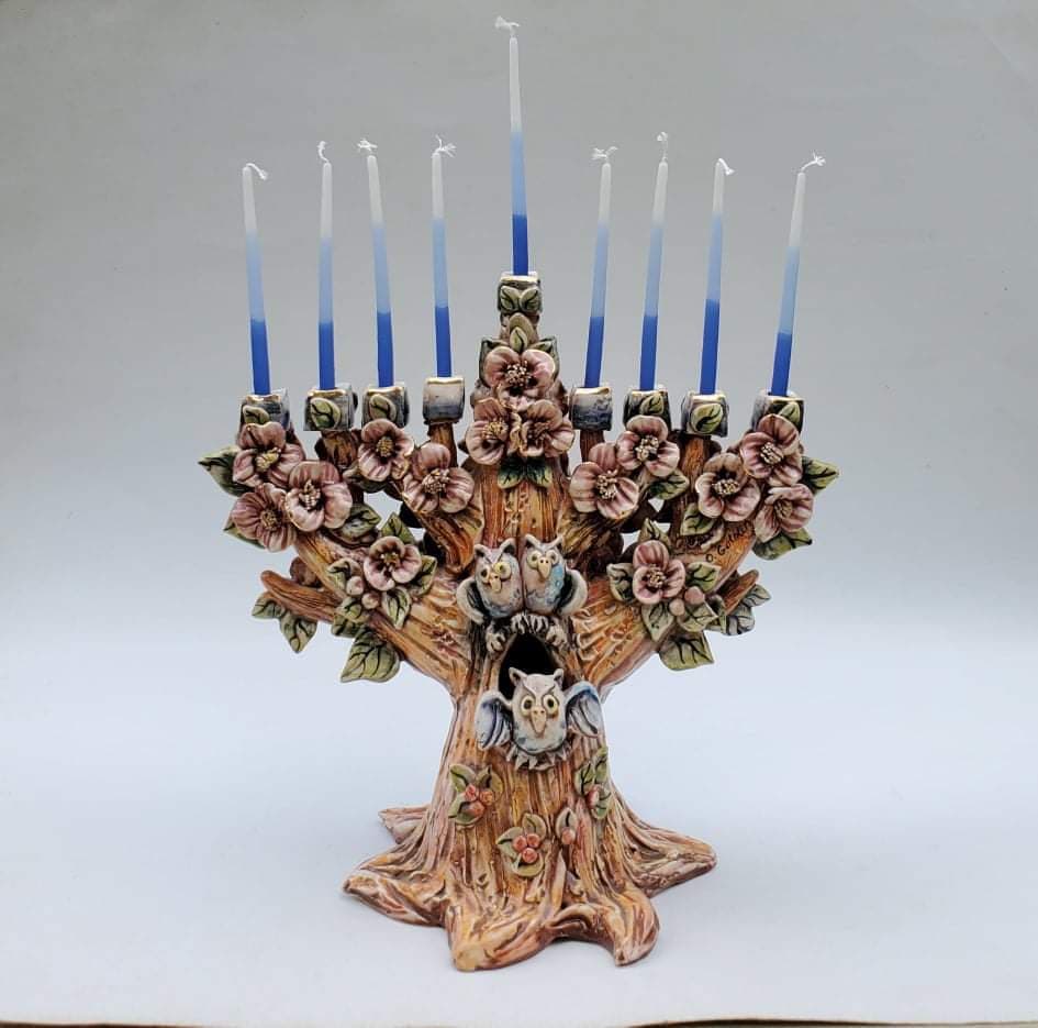 Hanukkah Menorah "tree of Life"",hand Madefrom Clay,gift for Hanukkah ...