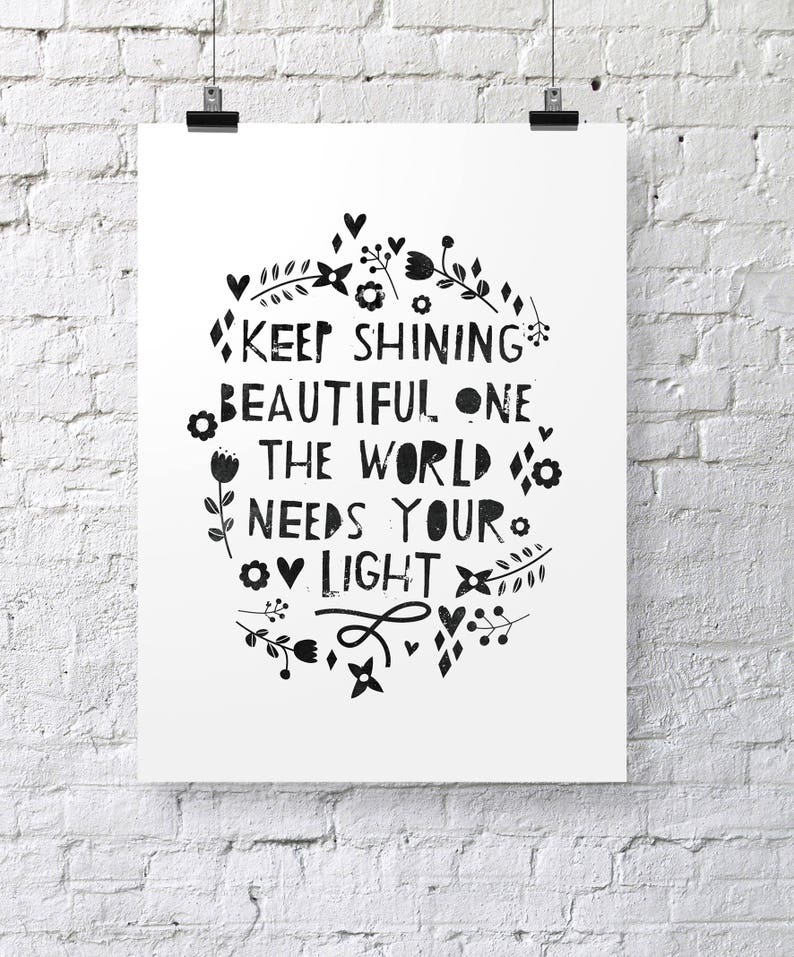 Keep Shining Beautiful One Print - Children's Wall Art - Nursery Print ...