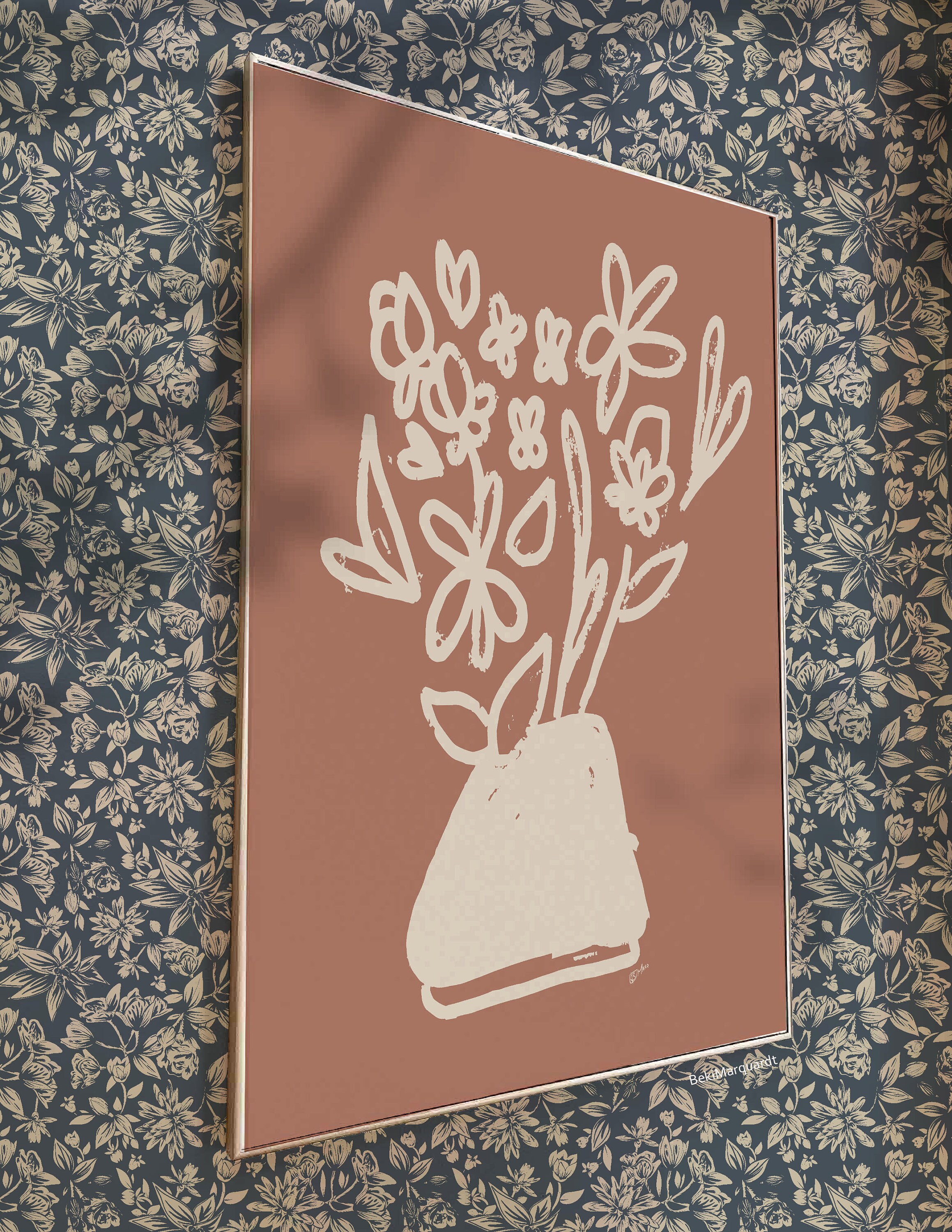 Minimal Boho Printable Art Flower Instant Art Flower in Vase Fine Art ...