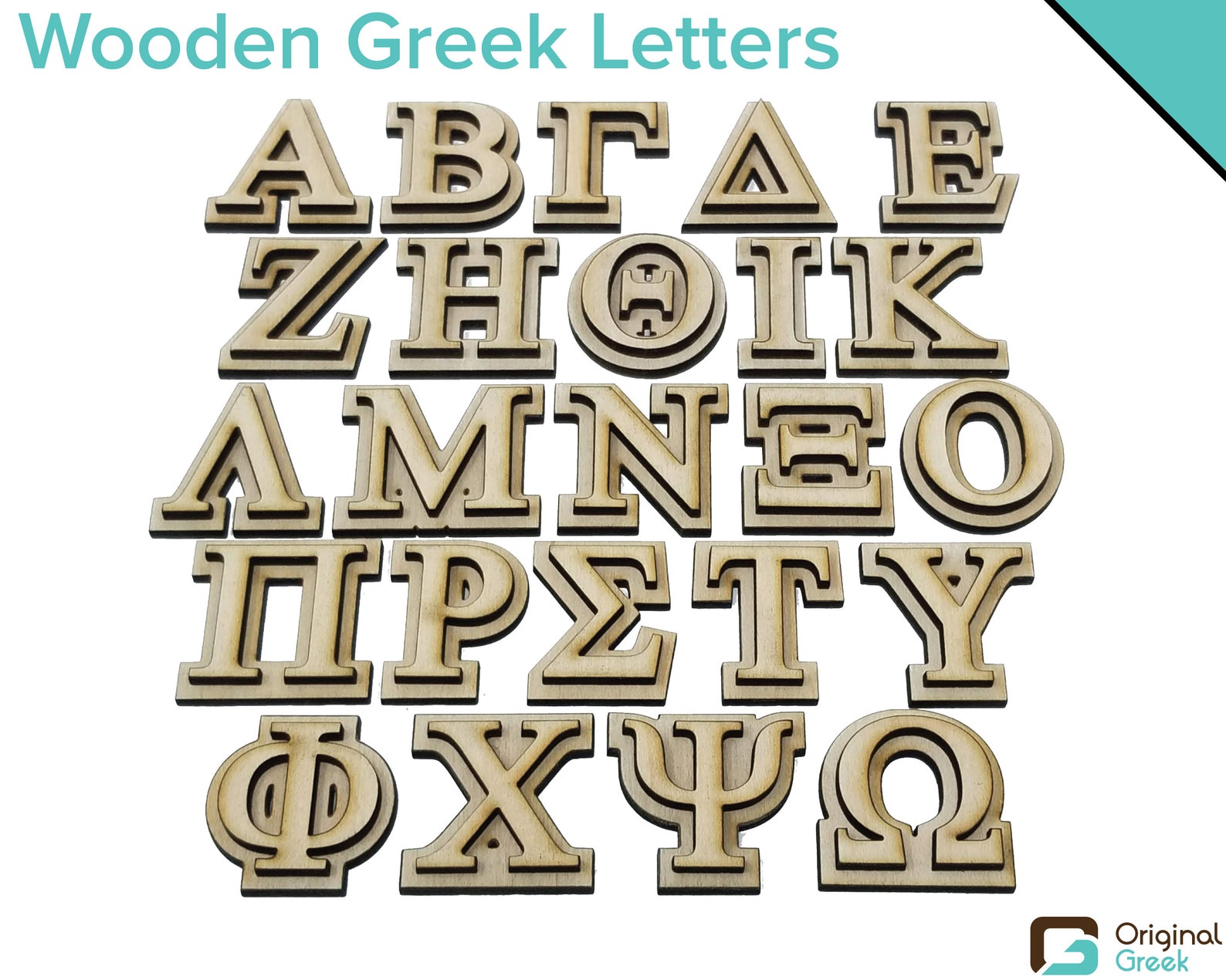 Original Greek Double Stacked Wooden Unfinished Greek Alphabet - Etsy