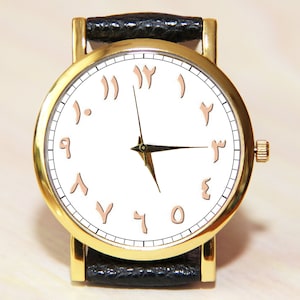 Arabic Watch, Persian Numbers Watch, Leather Watch, Minimalist Watch ...