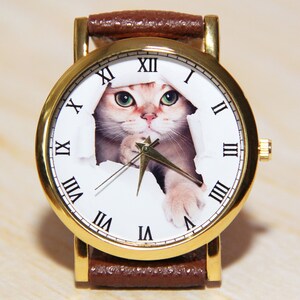Watch kitten ladies watch children's clock cat watch | Etsy