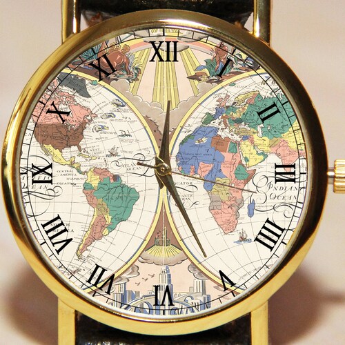 Аntique Map Watch Men's Watches Women's Watch - Etsy