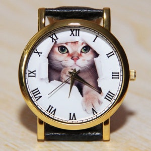 Watch Kitten , Ladies Watch, Children's Clock, Cat Watch, Watch Gift ...