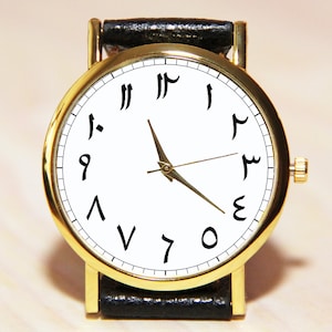 Arabic Watch, Persian Numbers Watch, Leather Watch, Men's Watch, Gift ...