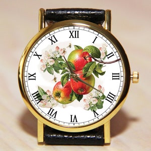Wristwatch Apples, Watch Fruit, Women's Watch, Wristwatch, Leather ...