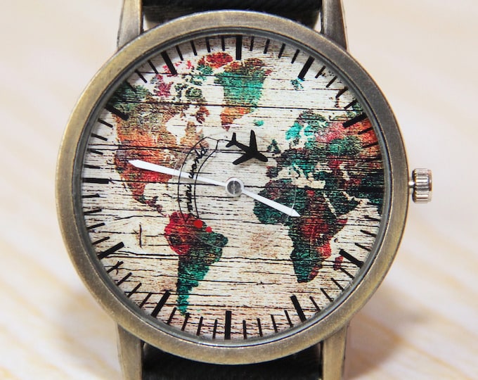 Wristwatch World Map Mens Watch Women's Watch Green - Etsy