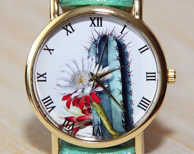 Wrist Watch Cactus, Watch Blooming Cactus, Ladies Watch, Watch Flowers ...