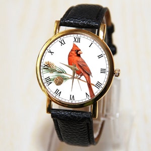 Wristwatch With a Red Cardinal, Cardinal Bird Watch, Gift Idea, Watch ...