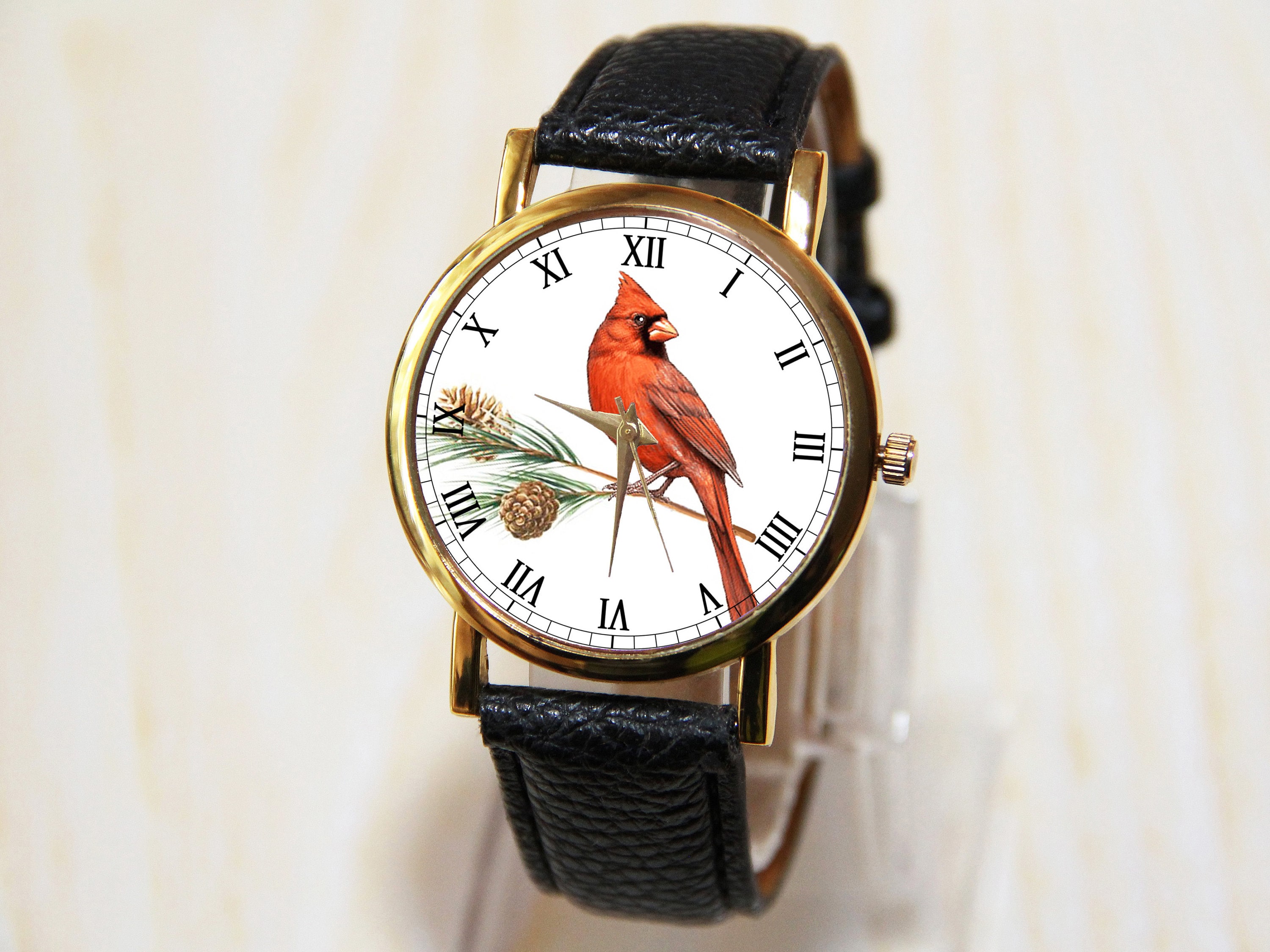 Wristwatch With a Red Cardinal, Cardinal Bird Watch, Gift Idea, Watch ...