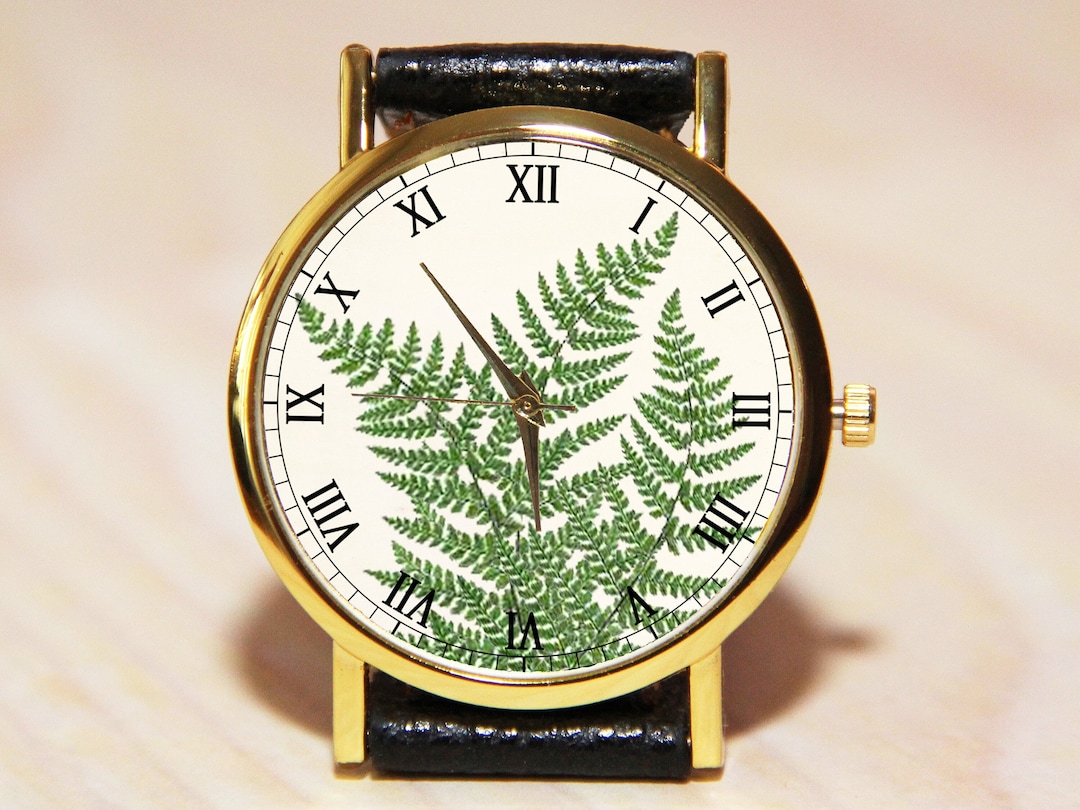 Wrist Watch With Fern Leaves, Watch With Green Leaves, Ladies Watch ...