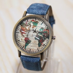 Wristwatch World Map, Mens Watch, Women's Watch, Green World Watch ...