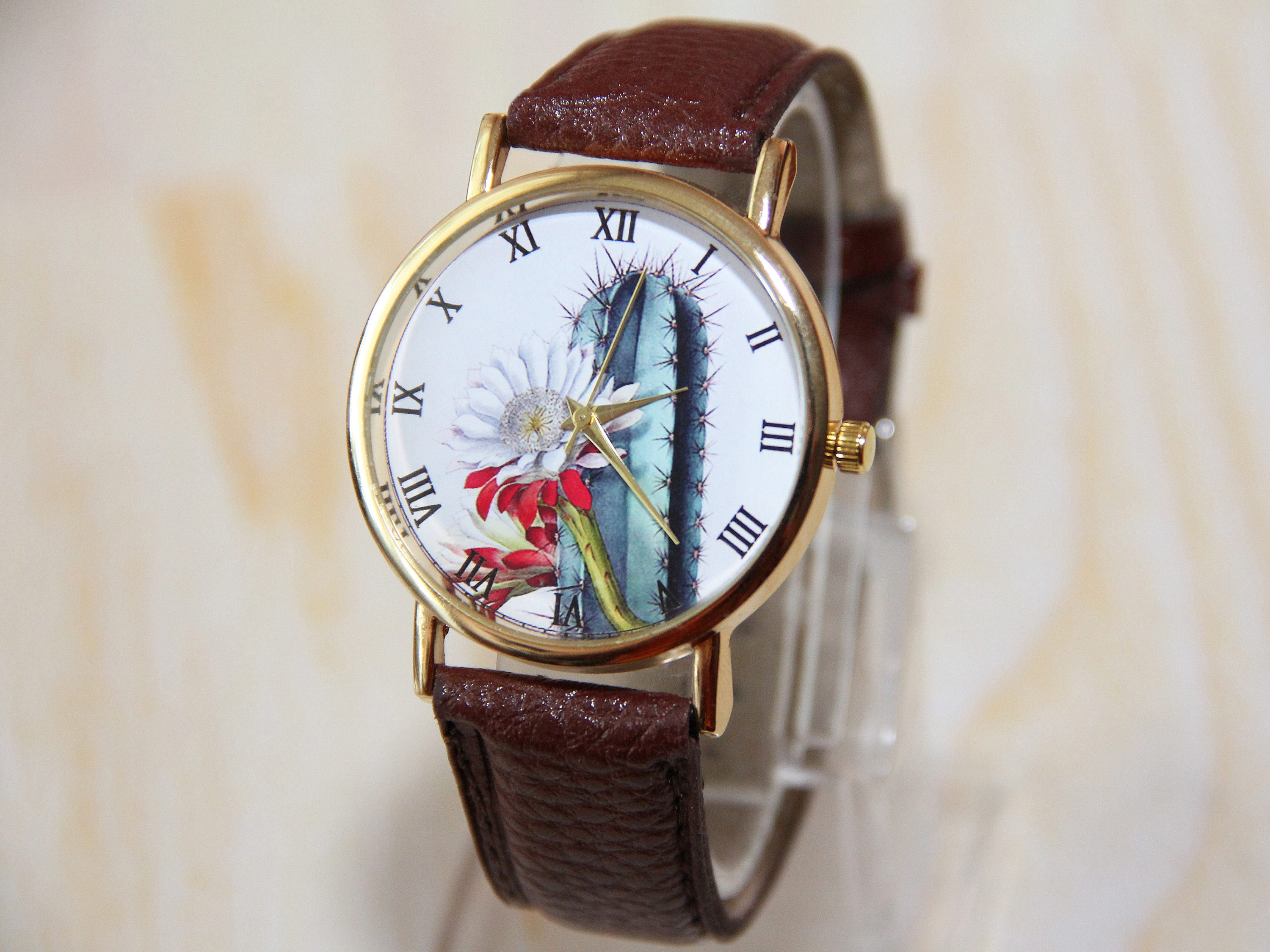 Wrist Watch Cactus, Watch Blooming Cactus, Ladies Watch, Watch Flowers ...
