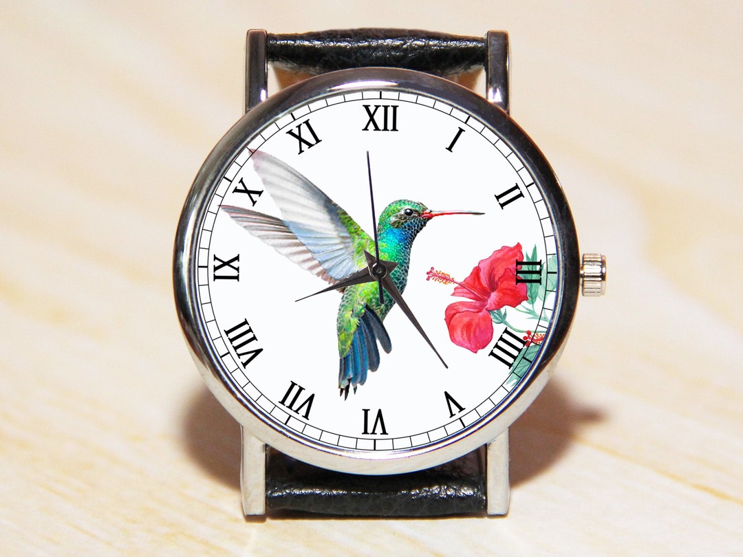 Humming-bird Wrist Watch, Hibiscus Watch, Women's Watch, Watch With ...