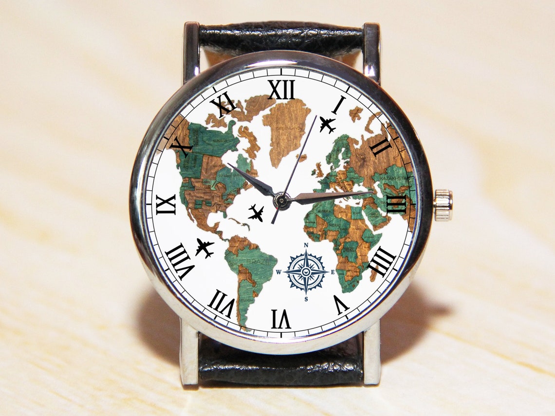 Wristwatch World Map, Wrist Watch Globe, Watch Earth, Travel Watch ...