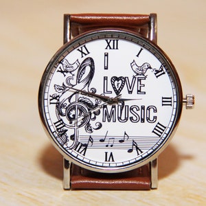 Wrist watch I love music watch for musician watch music | Etsy