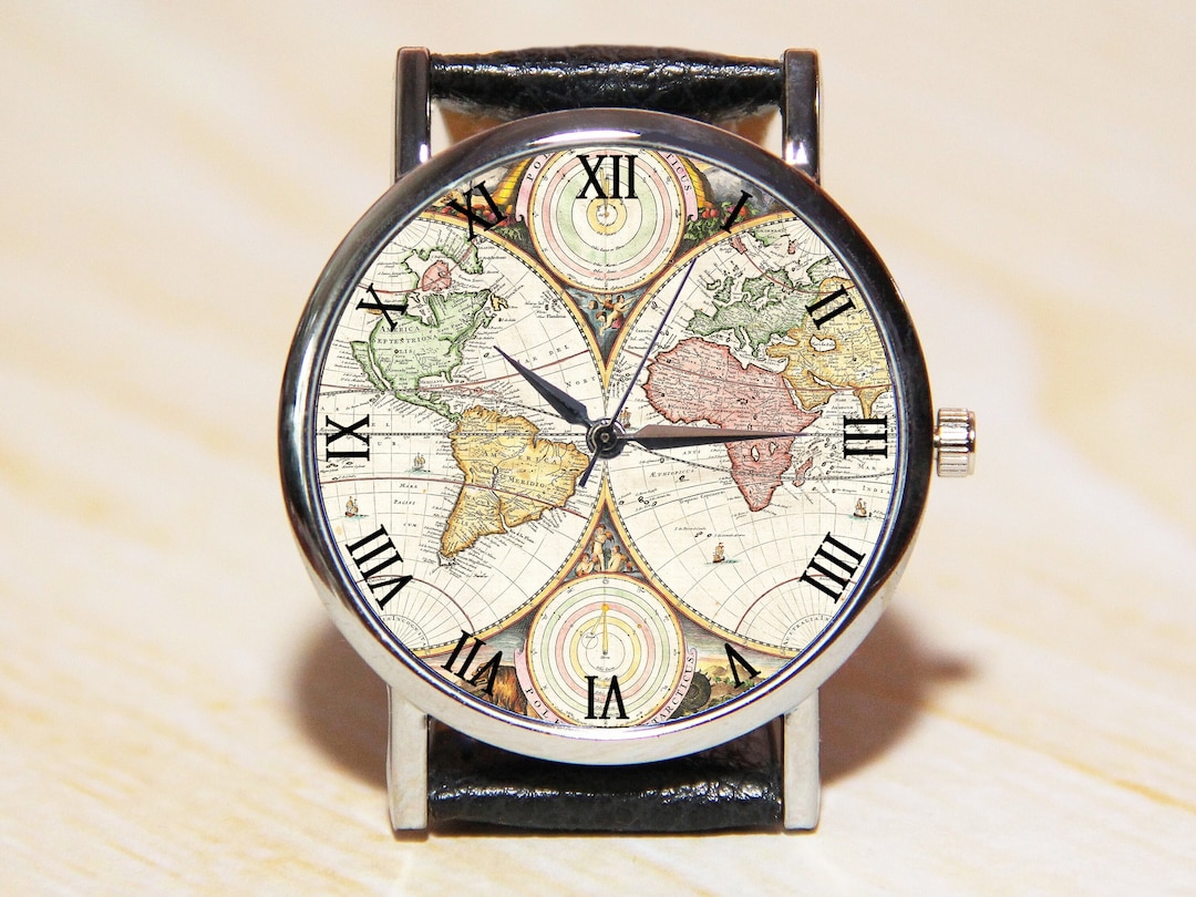 Аntique Map Watch, Men's Watches, Women's Watch, Minimalism Watch ...