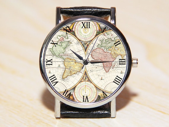 Аntique Map Watch Men's Watches Women's Watch - Etsy