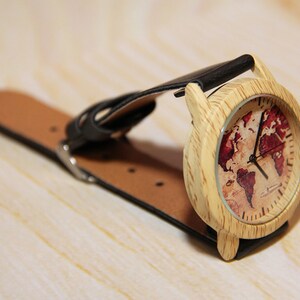 World wrist map watch wooden wrist watch imitation wooden | Etsy