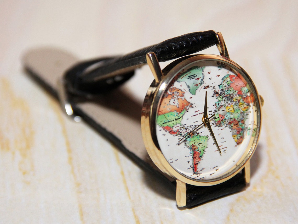 Watch World Map Women's Watches Men's Watches - Etsy