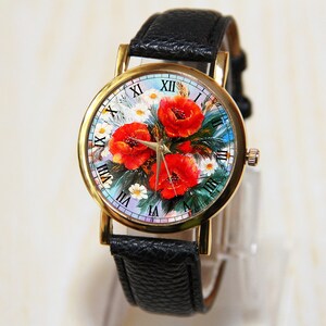 Wrist Watch Poppies, Watches Red Flowers, Watch Flowers, Watch ...