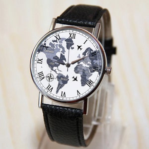 Wristwatch World Map, Travel Watch, Mens Watch, Female Watch, Unique ...