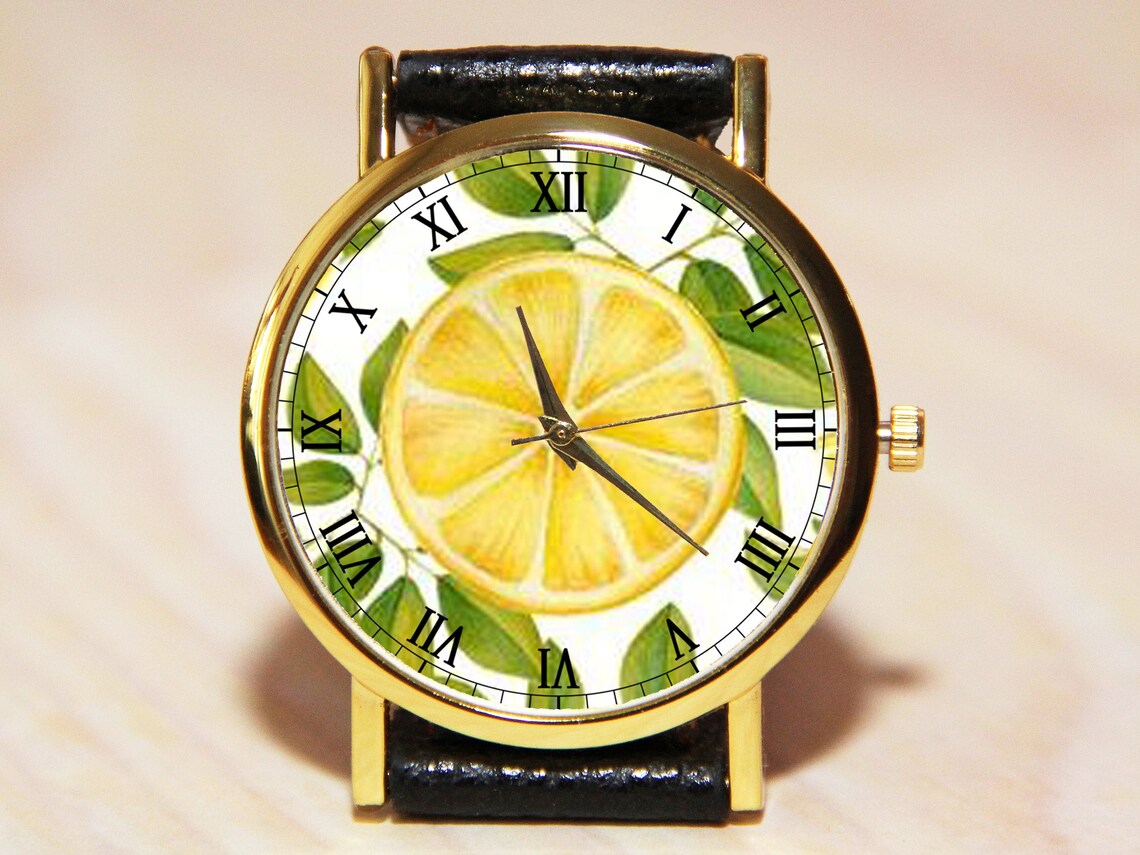 Half Lemon Watch, Lemon Wristwatch, Women's Watch, Lemon Watch, Leather ...