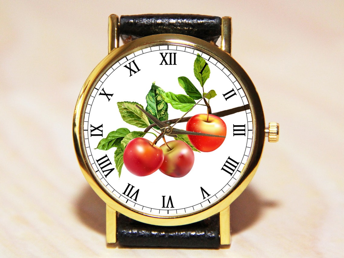 Wristwatch Apples, Watch Fruit, Women's Watch, Wristwatch, Leather ...