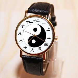 Japanese Numerals Watch, Women's Watch, Men's Watch, Leather Watch, YIN ...