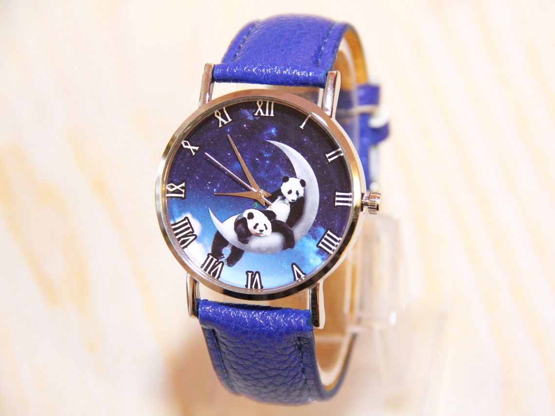 Watch pandas on the moon panda watch moon watches | Etsy