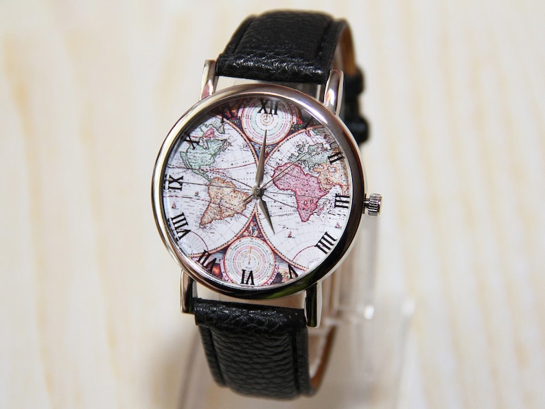 Аntique map watch men's watches women's watch | Etsy