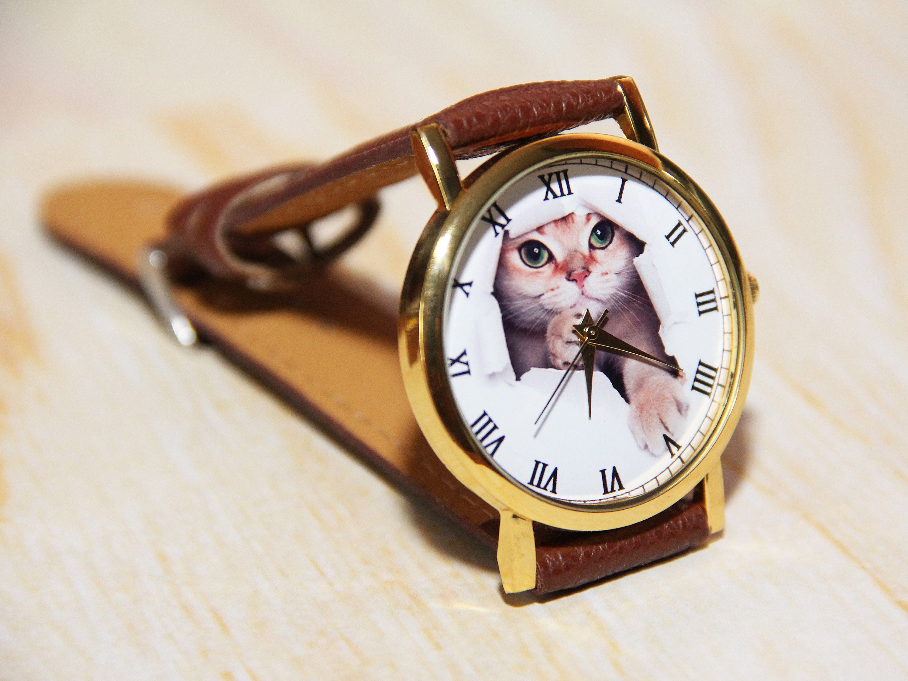 Watch Kitten , Ladies Watch, Children's Clock, Cat Watch, Watch Gift ...