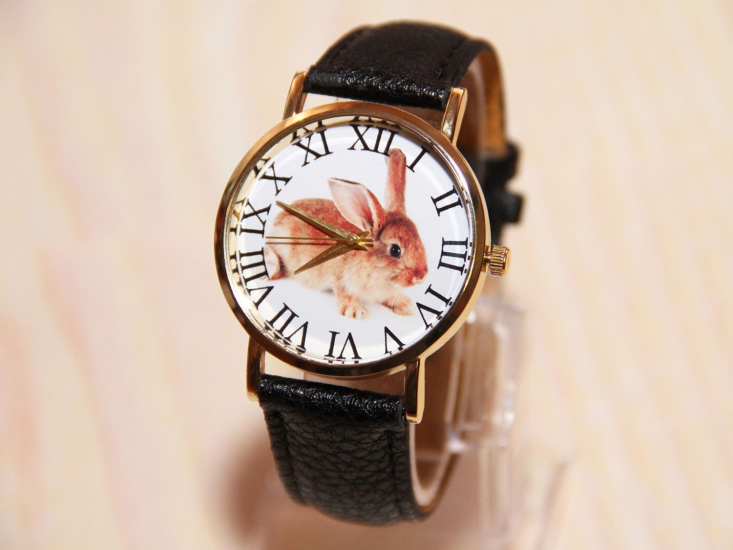 Rabbit watch watch with a beast wristwatch with a hare | Etsy