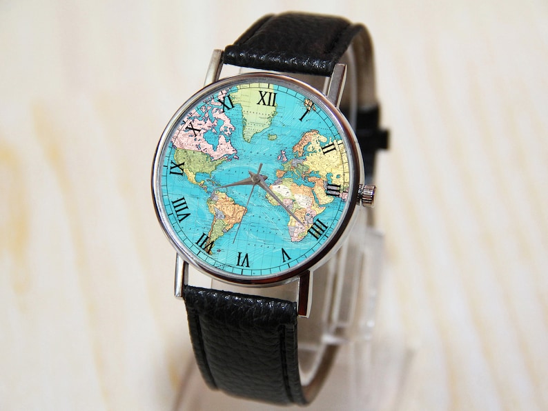 Watch World Map Watch Globe Travelers Watch Men's - Etsy