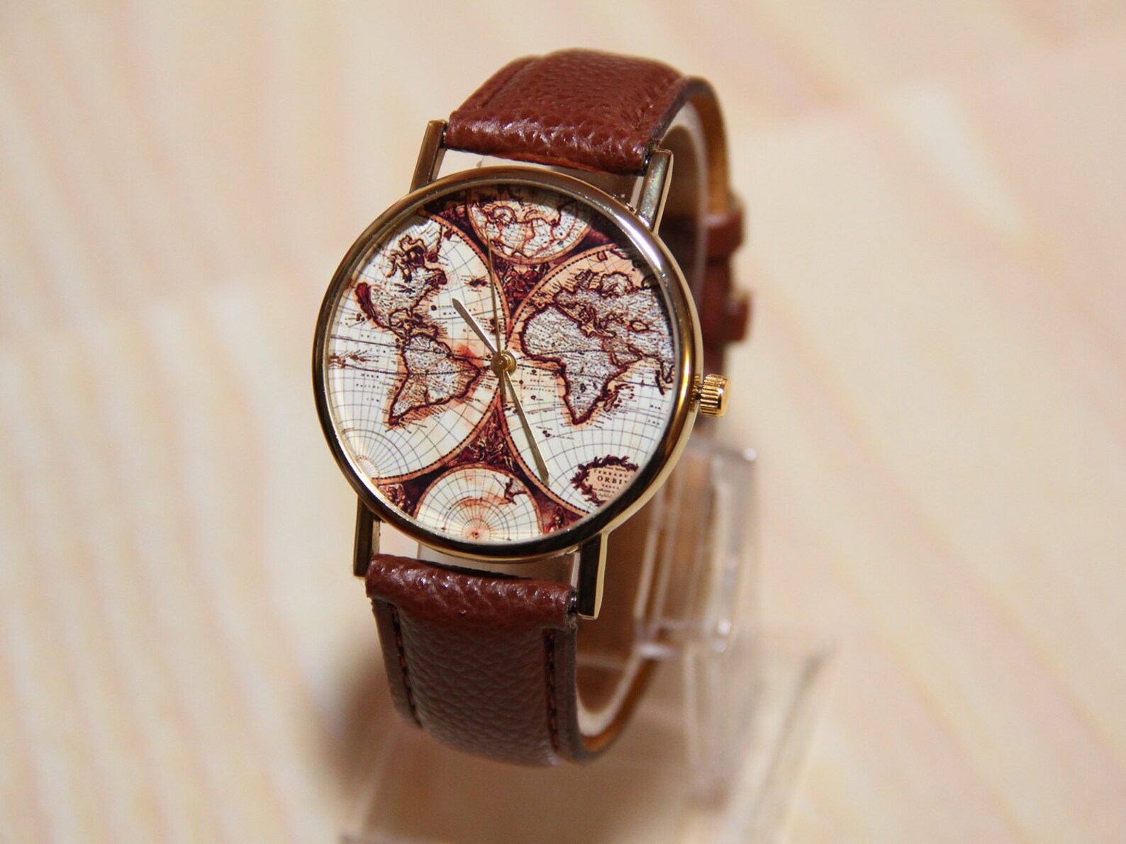 Wrist Watches Antique World Map, Watch World Map, Travel Clock, Men's ...
