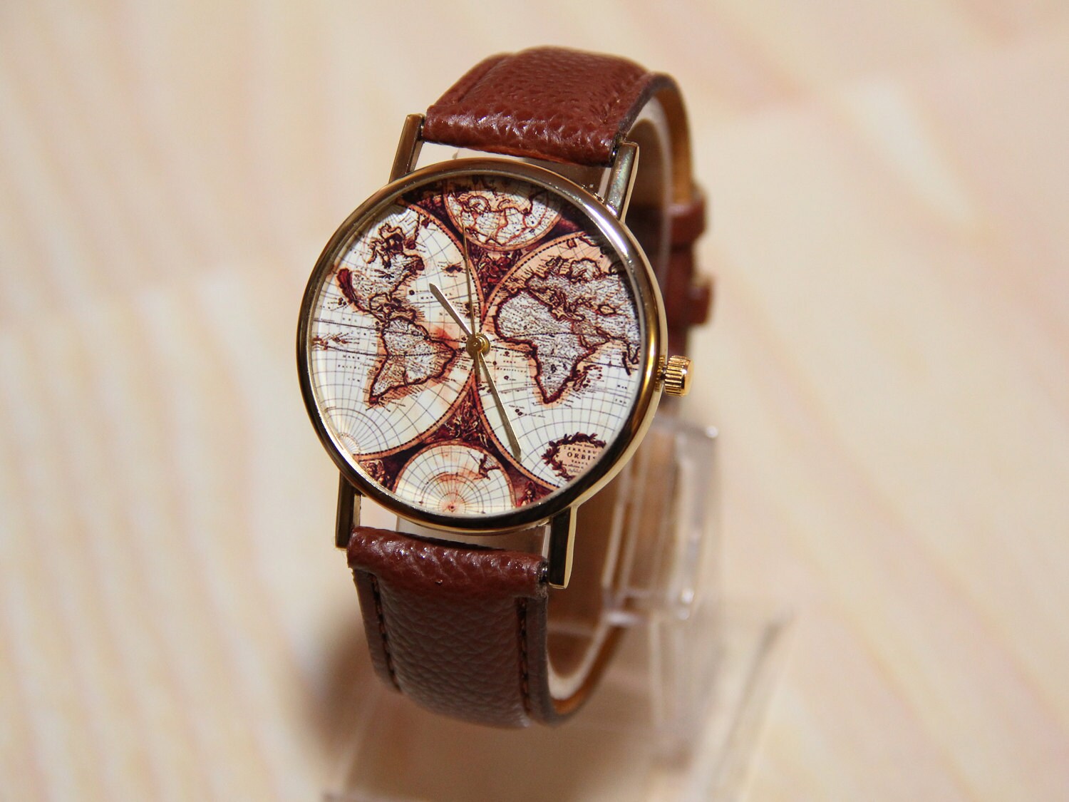 Wrist Watches Antique World Map, Watch World Map, Travel Clock, Men's ...