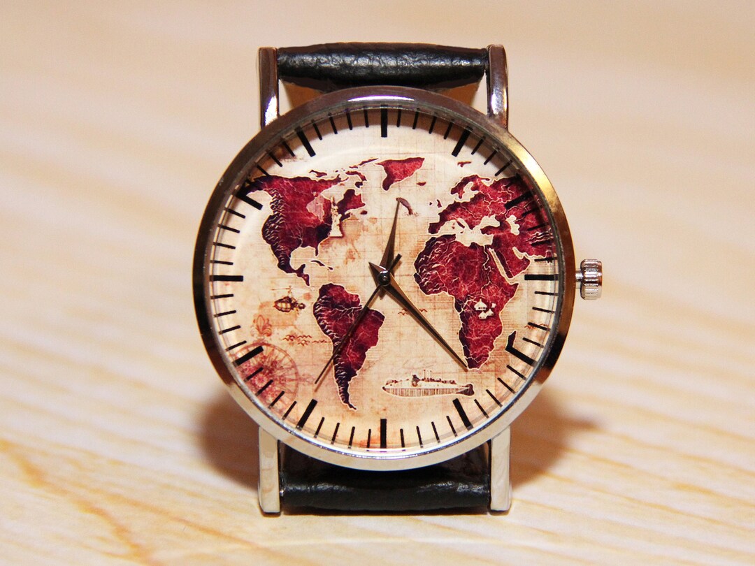 Wristwatch World Map, Watch Map America, Watch Globe, Men's Watch ...