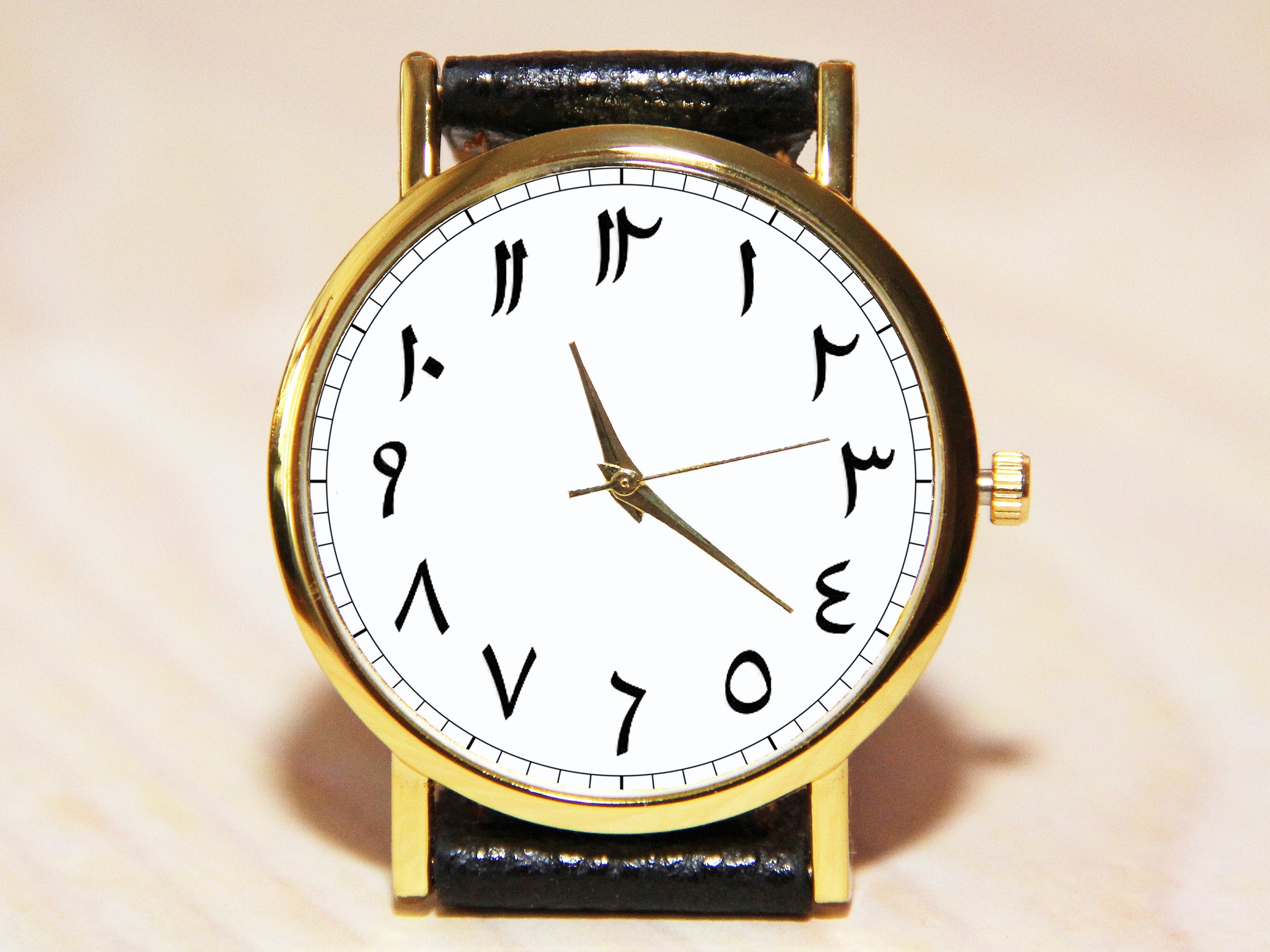Arabische Uhr, persische Zahlen Uhr, Lederuhr, Herrenuhr, Geschenkideen ...