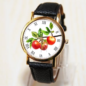 Wristwatch Apples, Watch Fruit, Women's Watch, Wristwatch, Leather ...