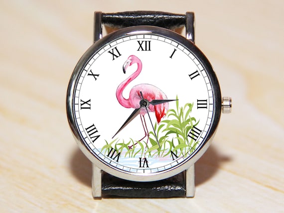 Pink flamingo watch women's watch men's watch bird | Etsy
